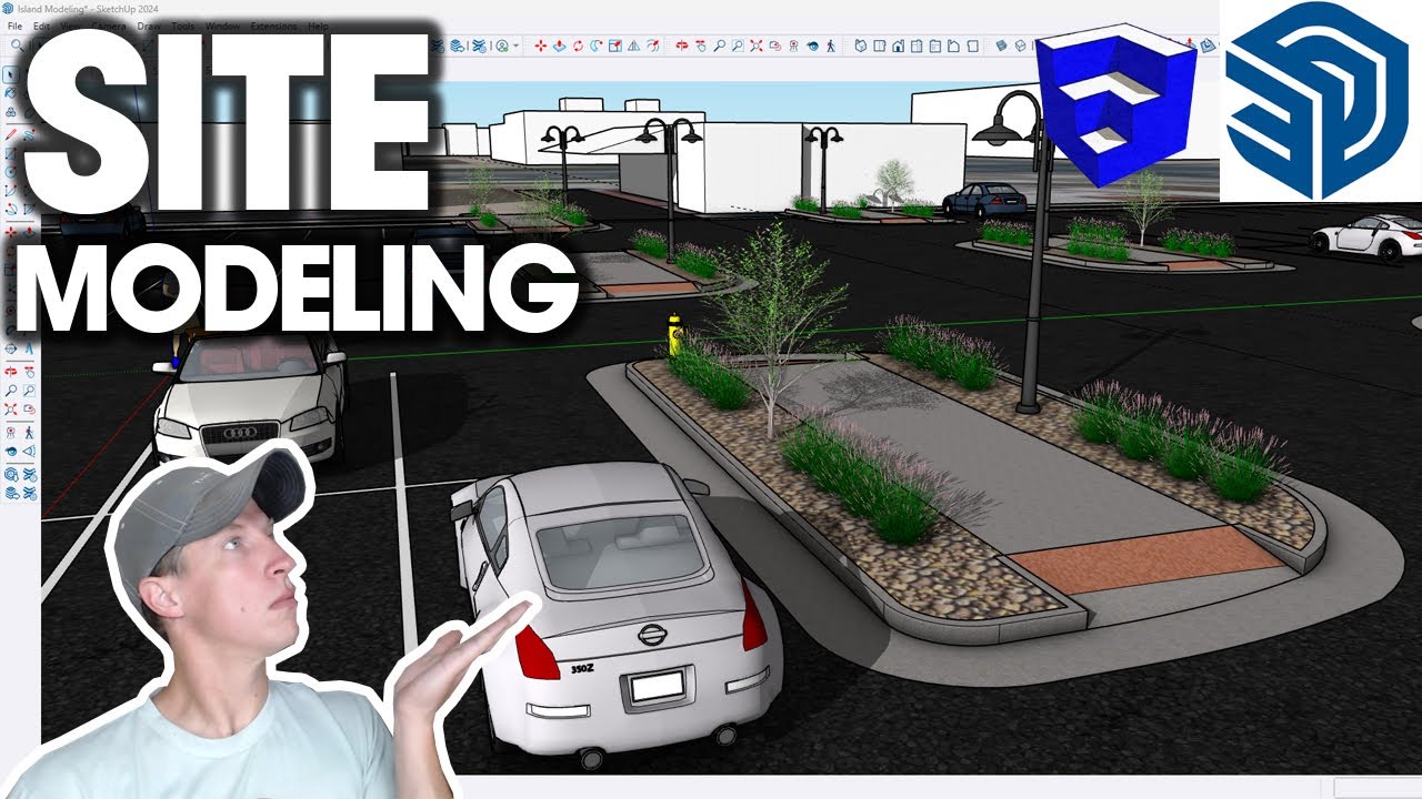 SketchUp Site Modeling MADE EASY - Parking Spaces & Landscape Islands - YouTube