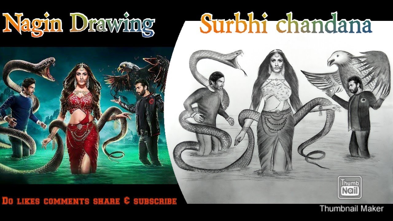 Nagin Drawing ll Surbhi chandana ll nagin poster sketch ll nagin 5 ...