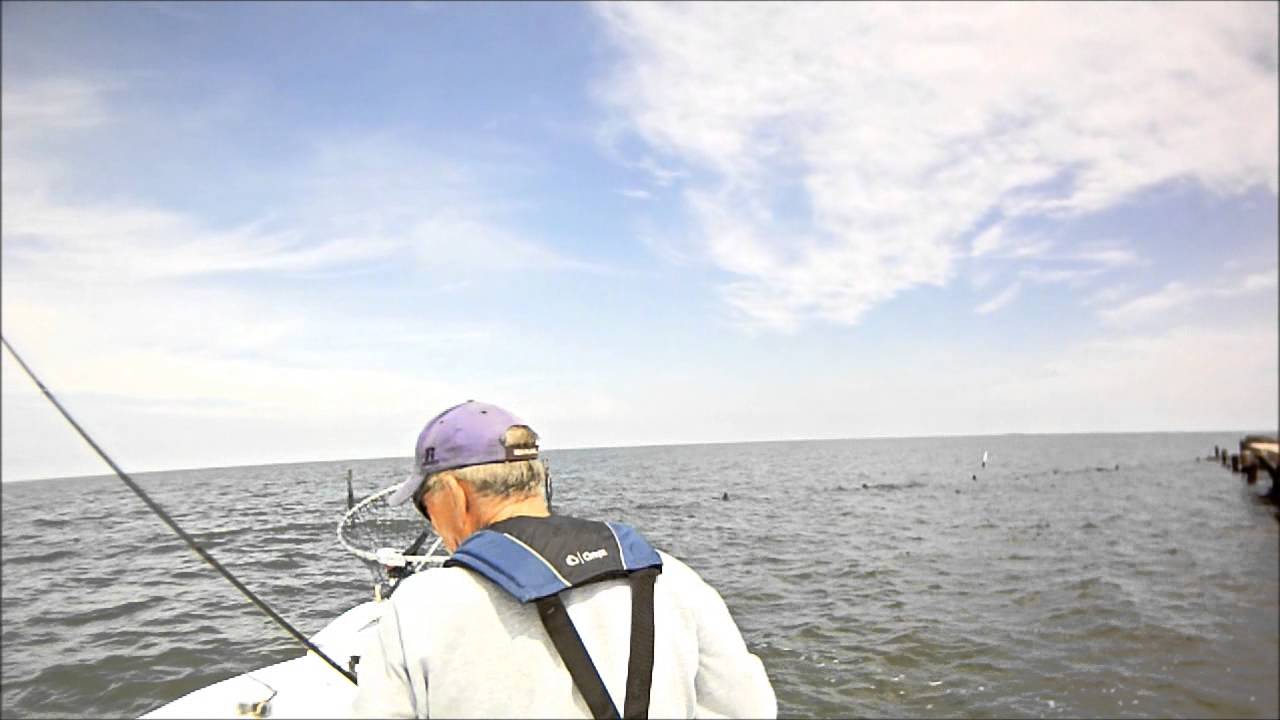Trout Fishing At The Shell Beach Pilings 03 09 14 - YouTube