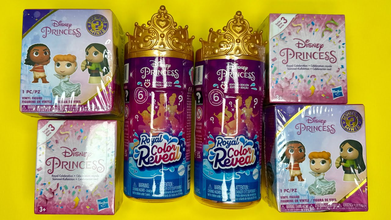 ASMR Disney princess blind boxes and Disney princess royal color reveal ...