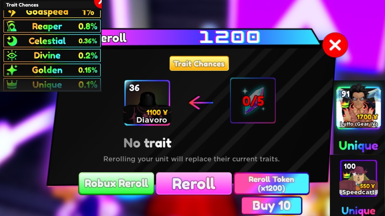 1200 Trait Rerolls In Anime Adventures Update 13.5! (Roblox) - YouTube