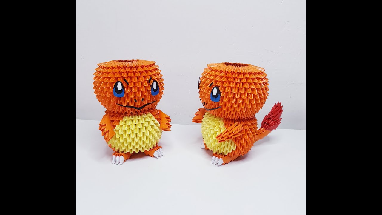 3D origami Tutorial Pokemon; Charmander - YouTube