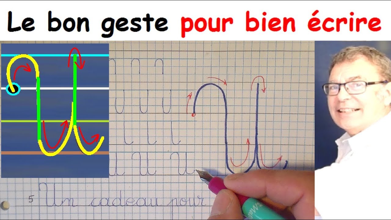 Ecriture cursive français au cp ce1 ce2 : La lettre majuscule U - YouTube