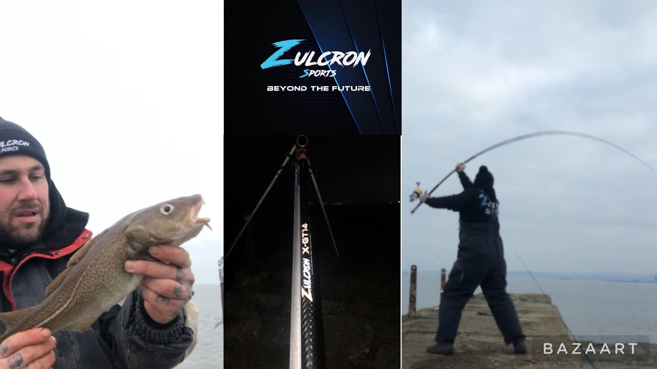 Pier fishing for cod in winter using the new zulcron X GT 14 - YouTube