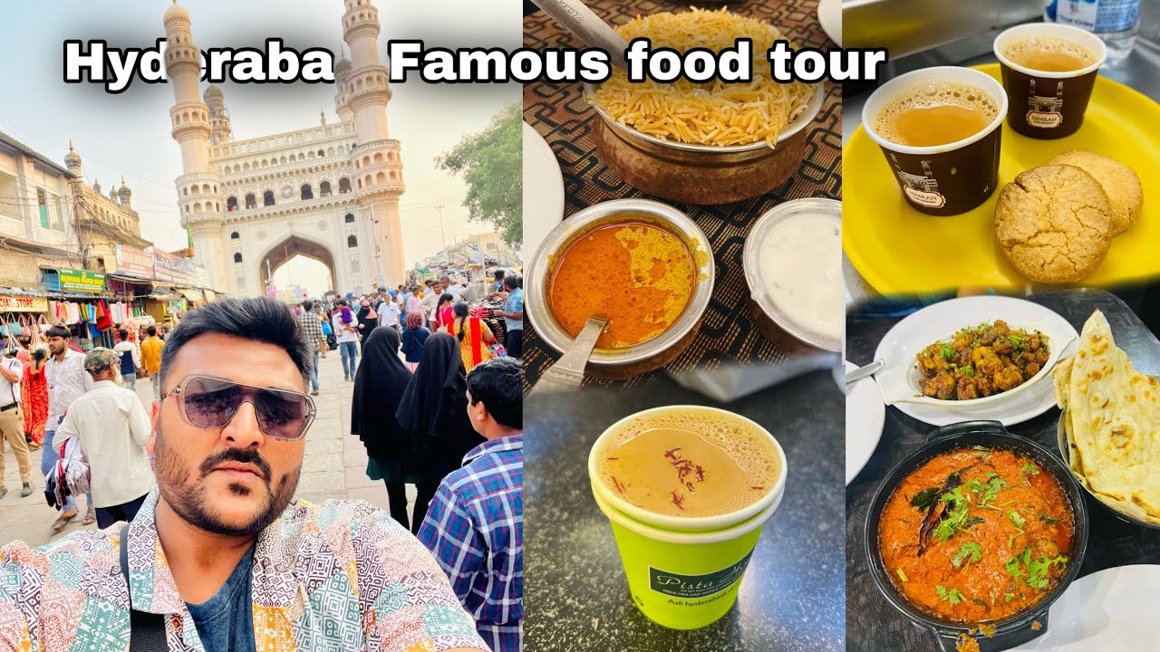 Hyderabad famous food tour || Hotel Shadab, Shah Ghouse , Pista house ...