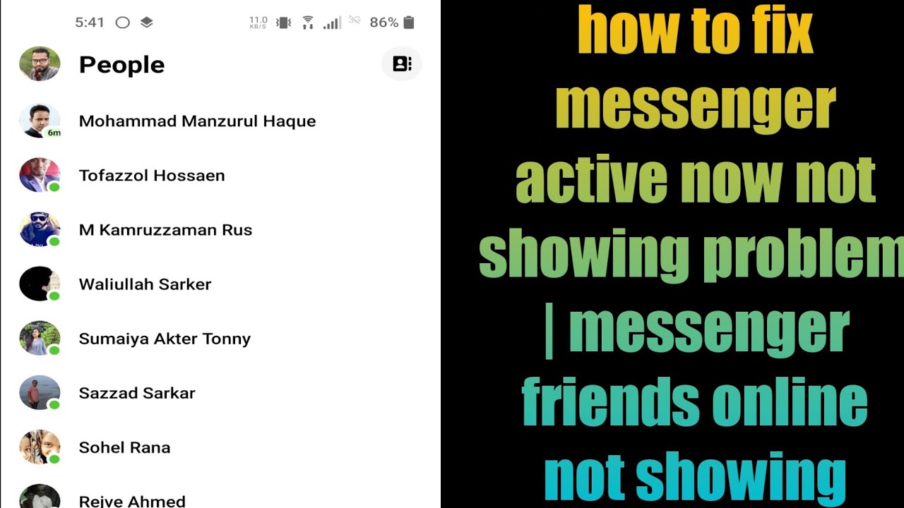 fix messenger active now not showing problem | messenger friends online ...