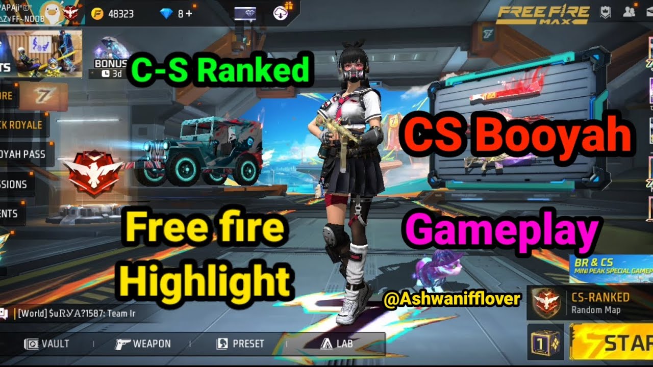 free fire C-S Ranked Booyah // CS Rank gameplay //CS Rank 4 round ...