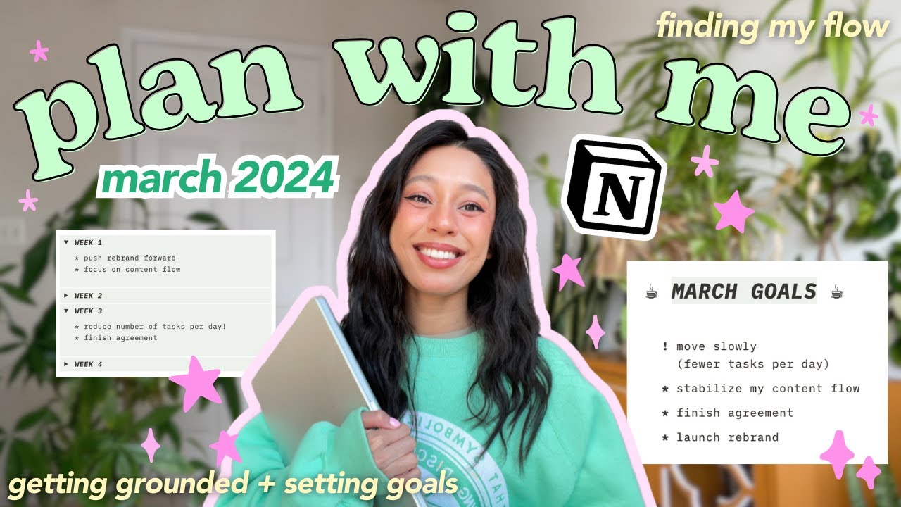 MARCH PLAN WITH ME 🌱 notion monthly reset + goal setting - YouTube