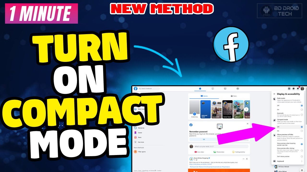 How to Turn on Compact Mode on facebook on Laptop/pc 2024 - YouTube
