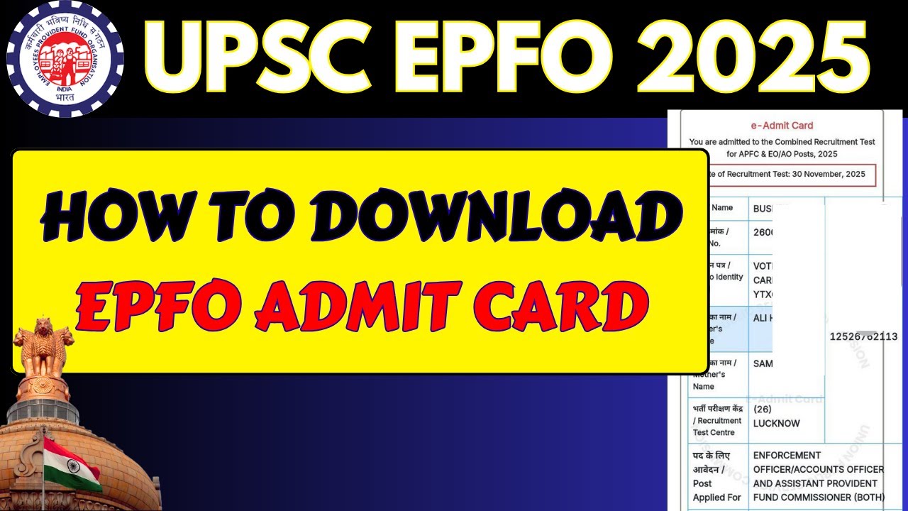 EPFO APFC/EO 2025 EXAM | ADMIT CARD RELEASED| HOW TO DOWNLOAD EPFO ...