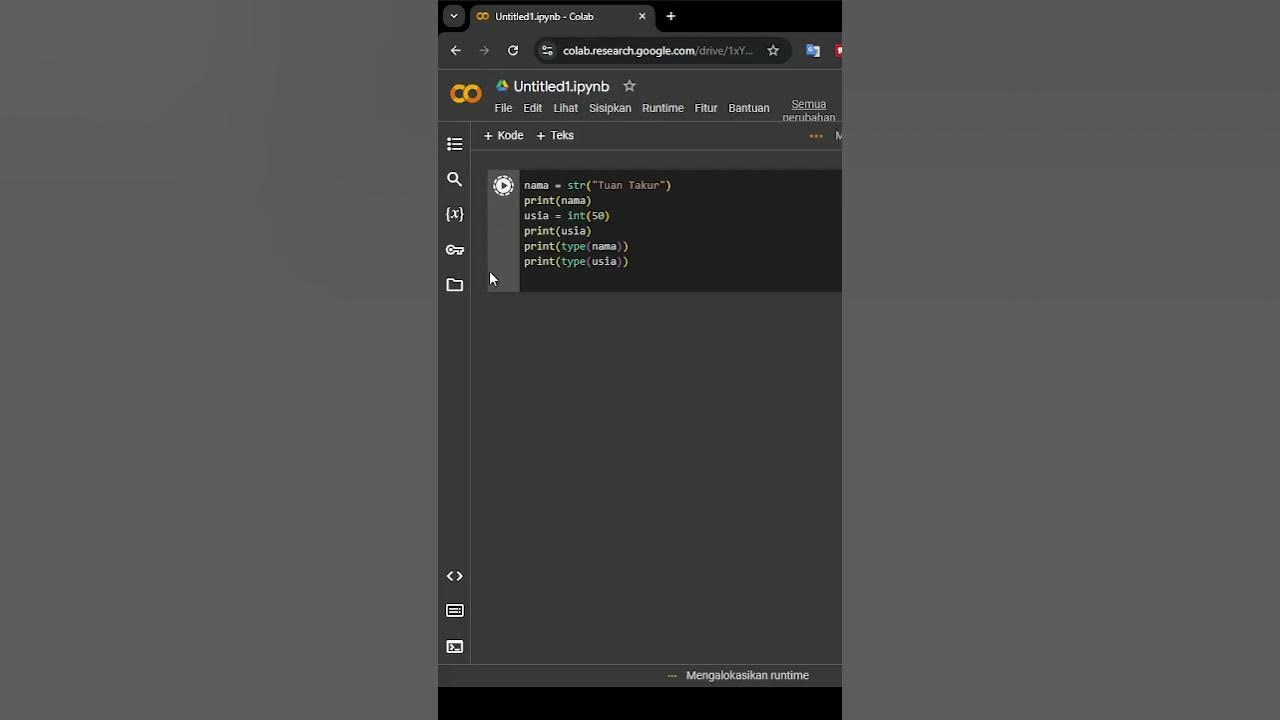 Belajar Python Gampang: Variabel, Tipe Data String & Integer di Colab (Langsung Coba!) #python ...