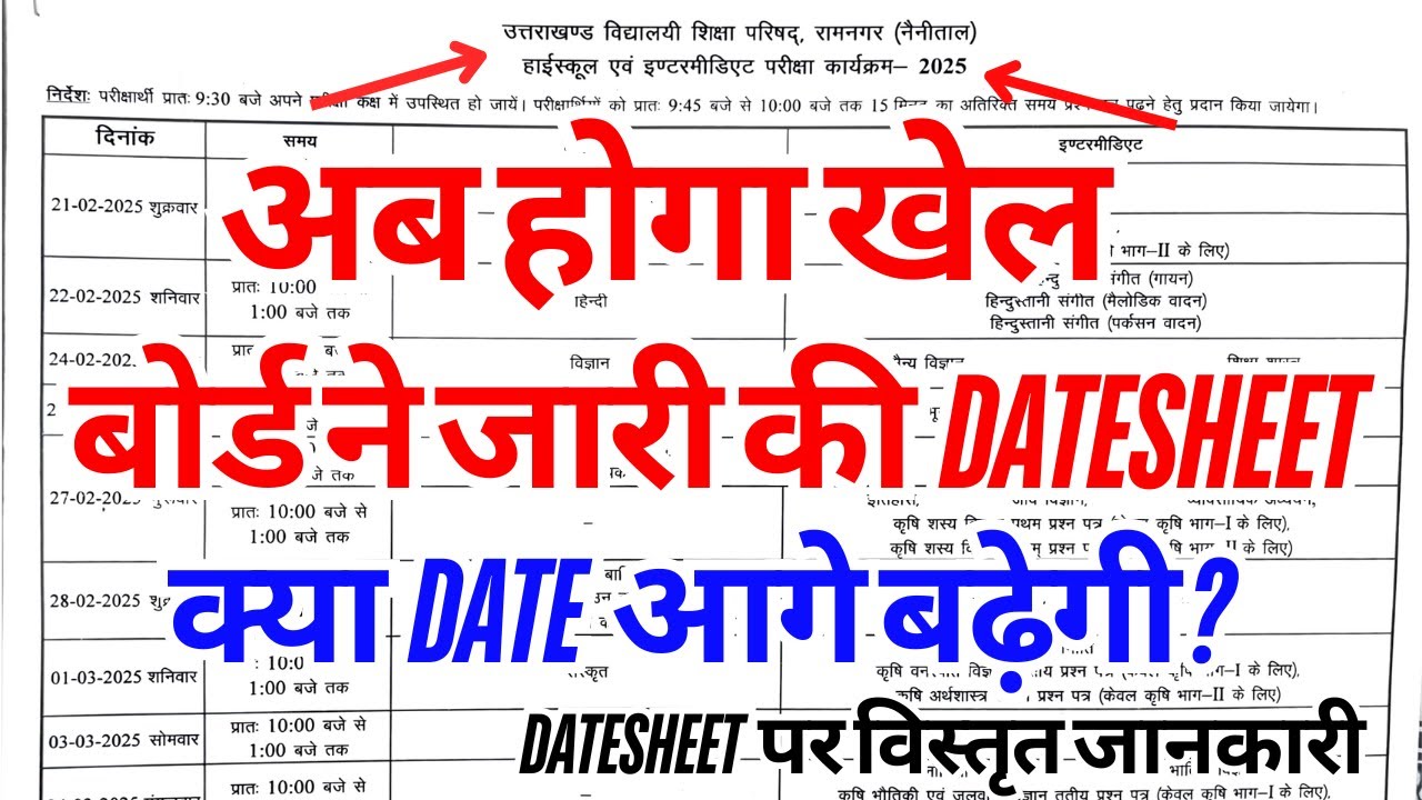 Finally Datesheet Announced UK Board 2025 🔥🔥|UTTRAKHAND BOARD Time ...
