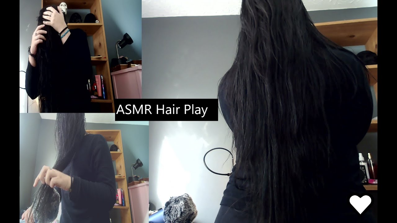 {ASMR} Long Hair Play ~ Hair over face, brushing , flipping, bun drops ...