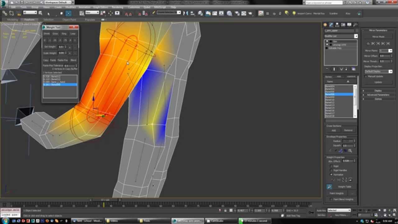 3DS max arm animation 05 skin weight tool - YouTube