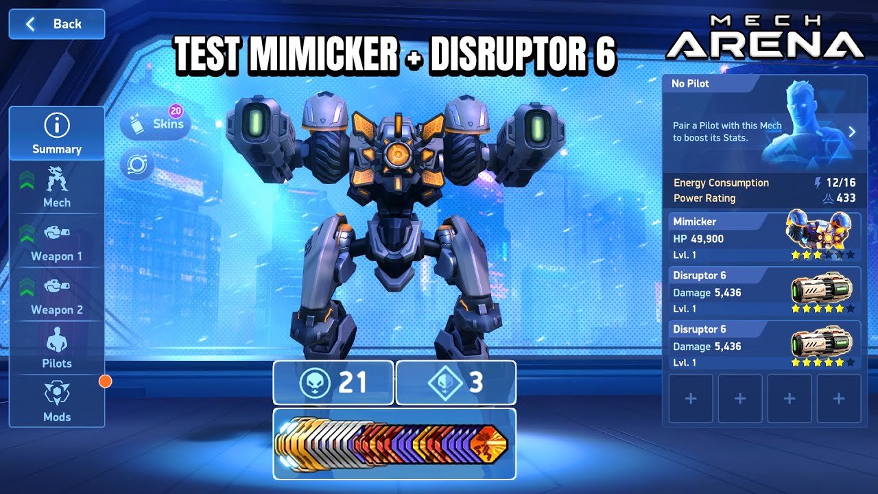 Test MIMICKER + DISRUPTOR 6 | Mech Arena - YouTube