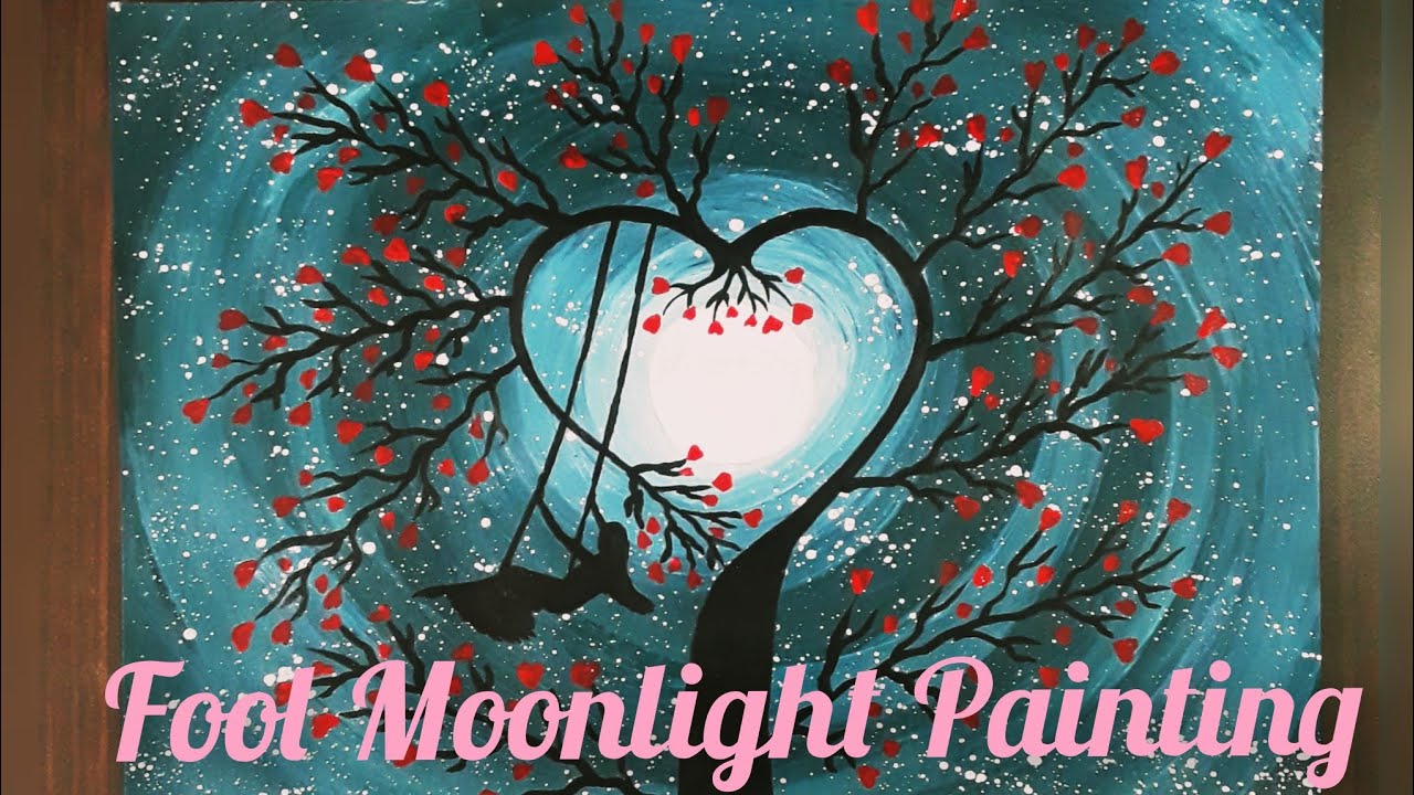 Fool Moonlight Painting/Easy Painting/Easy Landscape Painting - YouTube