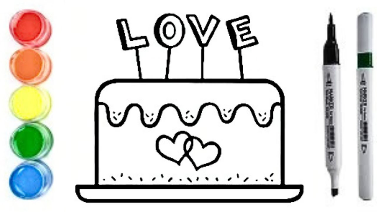 Cake drawing Painting Step by step for kids and toodlers very easy🌈 ...