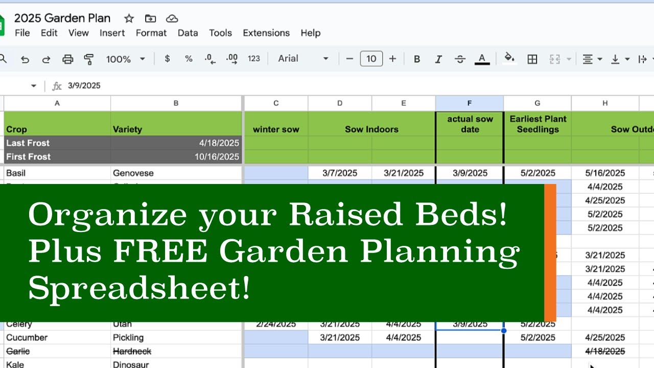 Organize your Raised Beds with a FREE Garden Planning Spreadsheet ...