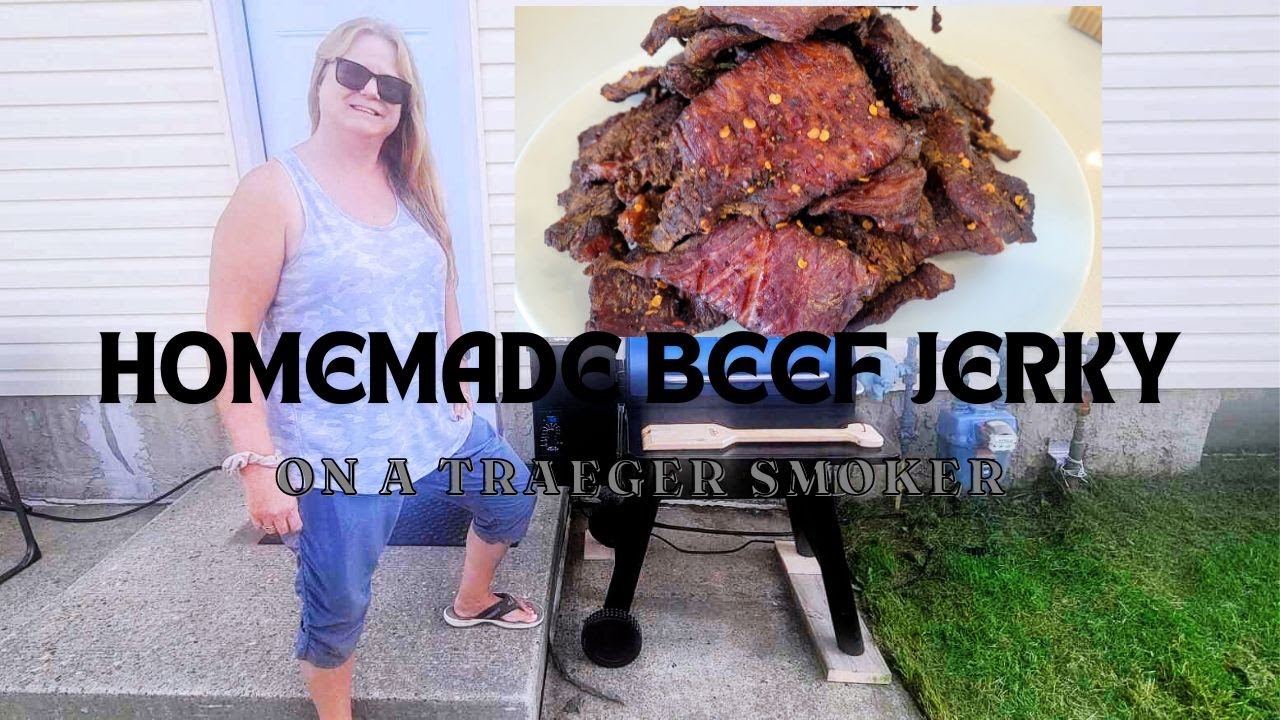 Homemade Beef Jerky Using The Traeger Smoker - YouTube