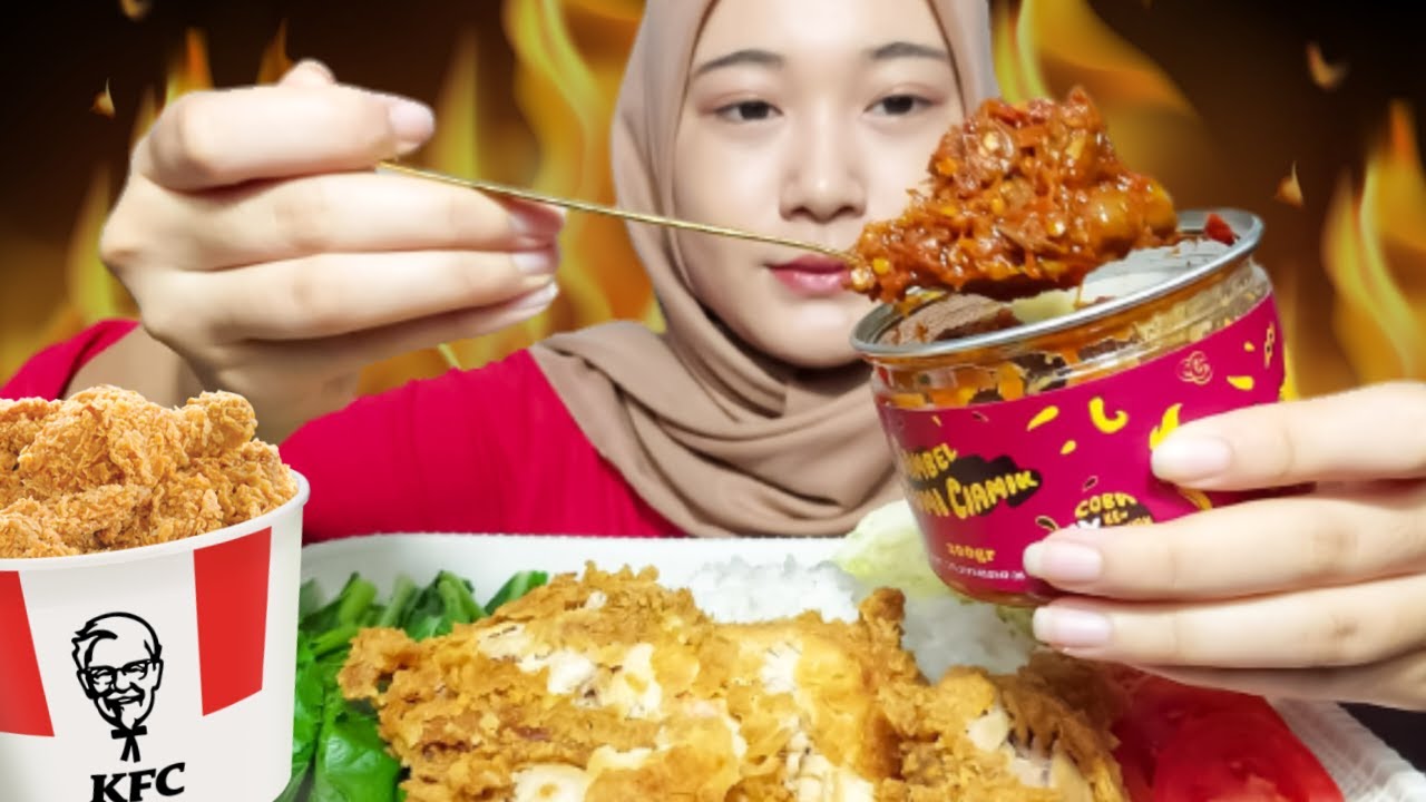 #61 REQUEST DOUBLE KILL!!! AYAM KFC GEPREK DITUMPAHIN SAMBAL CUMI CIAMIK | EAT SAMBAL - YouTube