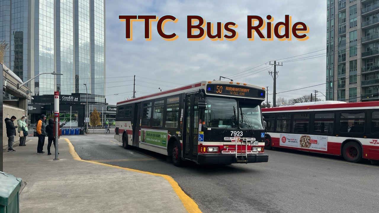 Toronto TTC 50 Burnhamthorpe Bus Ride - Full Route Westbound 11/24/2023 ...