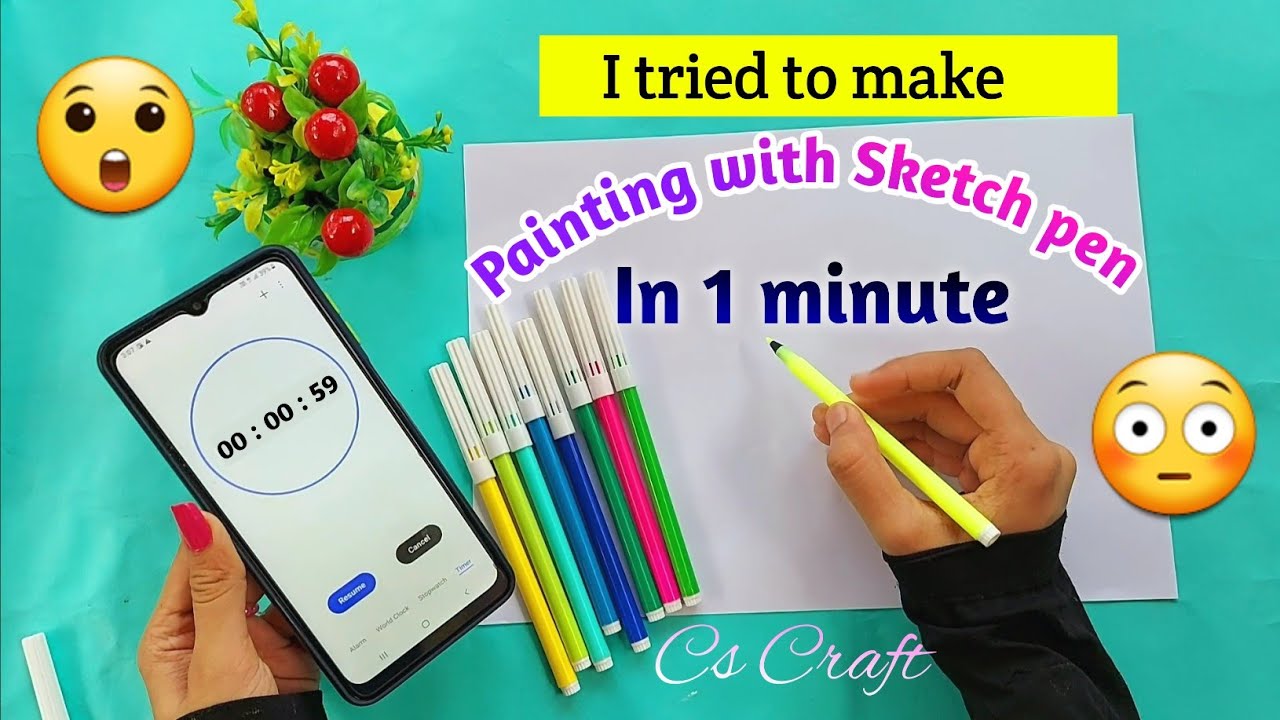 I Tried to make Painting with Sketch pens in 1 minute 😲😂 | Cs Craft ...