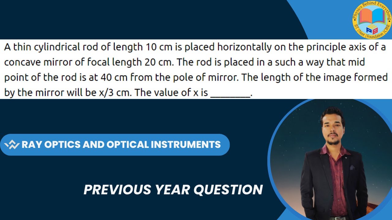 A thin cylindrical rod of length 10 cm is placed horizontally on the ...