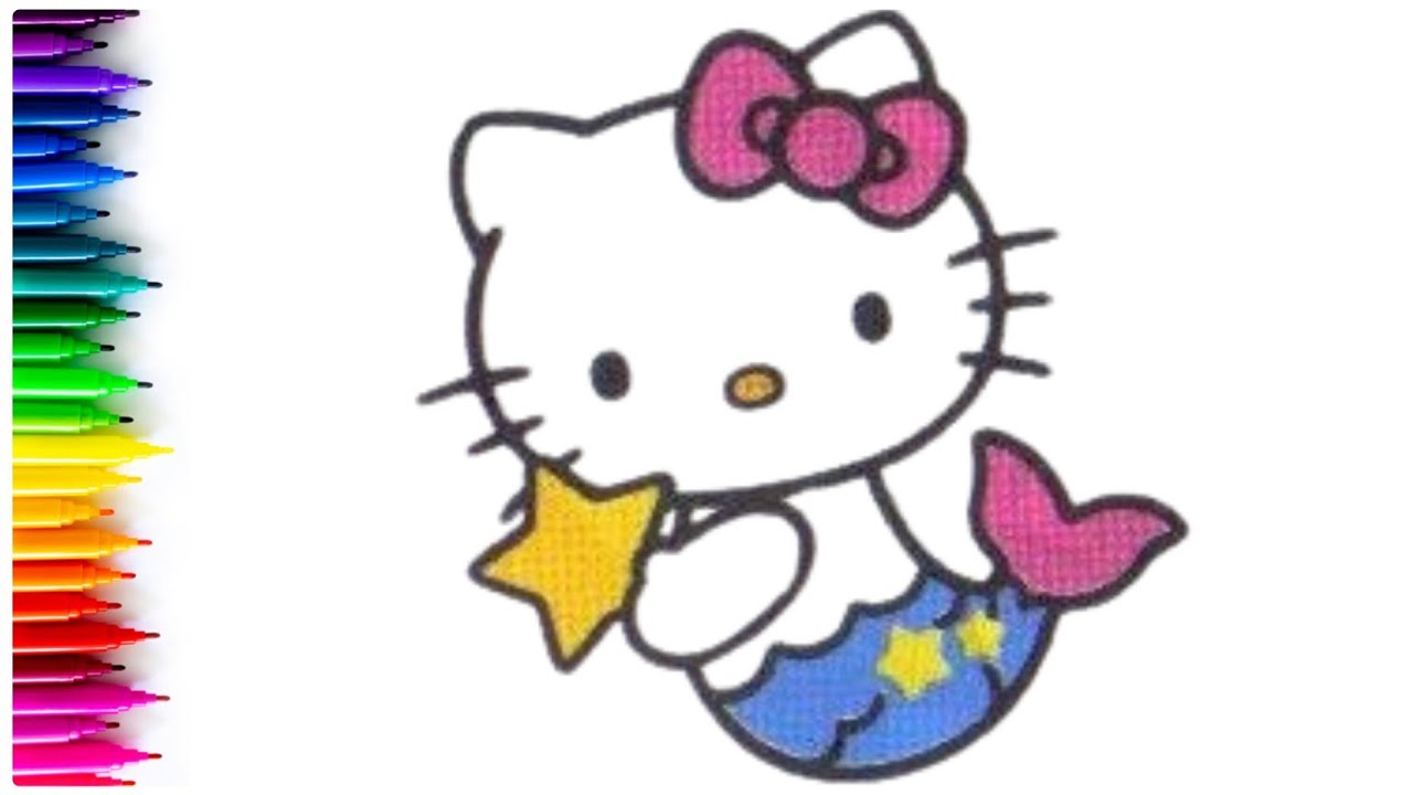 Mermaid Hello Kitty Drawing, Painting & Coloring For Kids and Toddlers ...