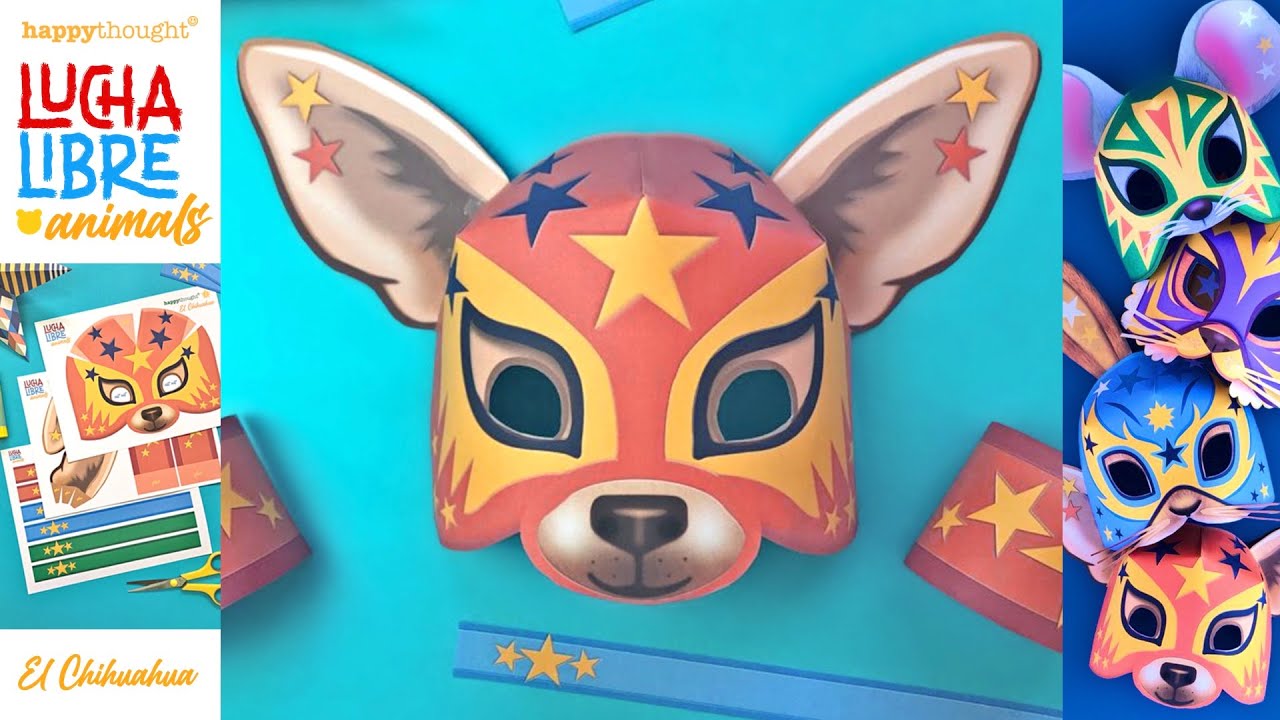 DIY 3D paper Chihuahua lucha libre mask. Download printable Chihuahua ...