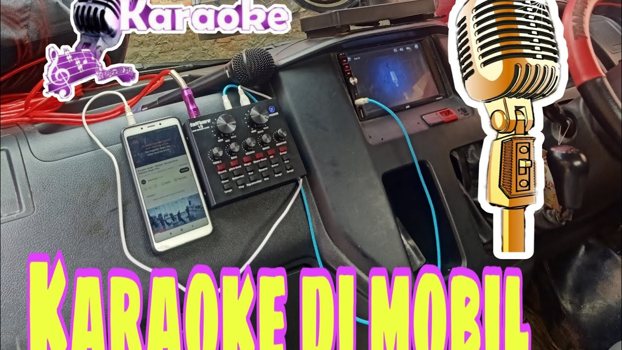 Cek sound Karaoke di mobil granmax via soundcard V8 dan speaker ...