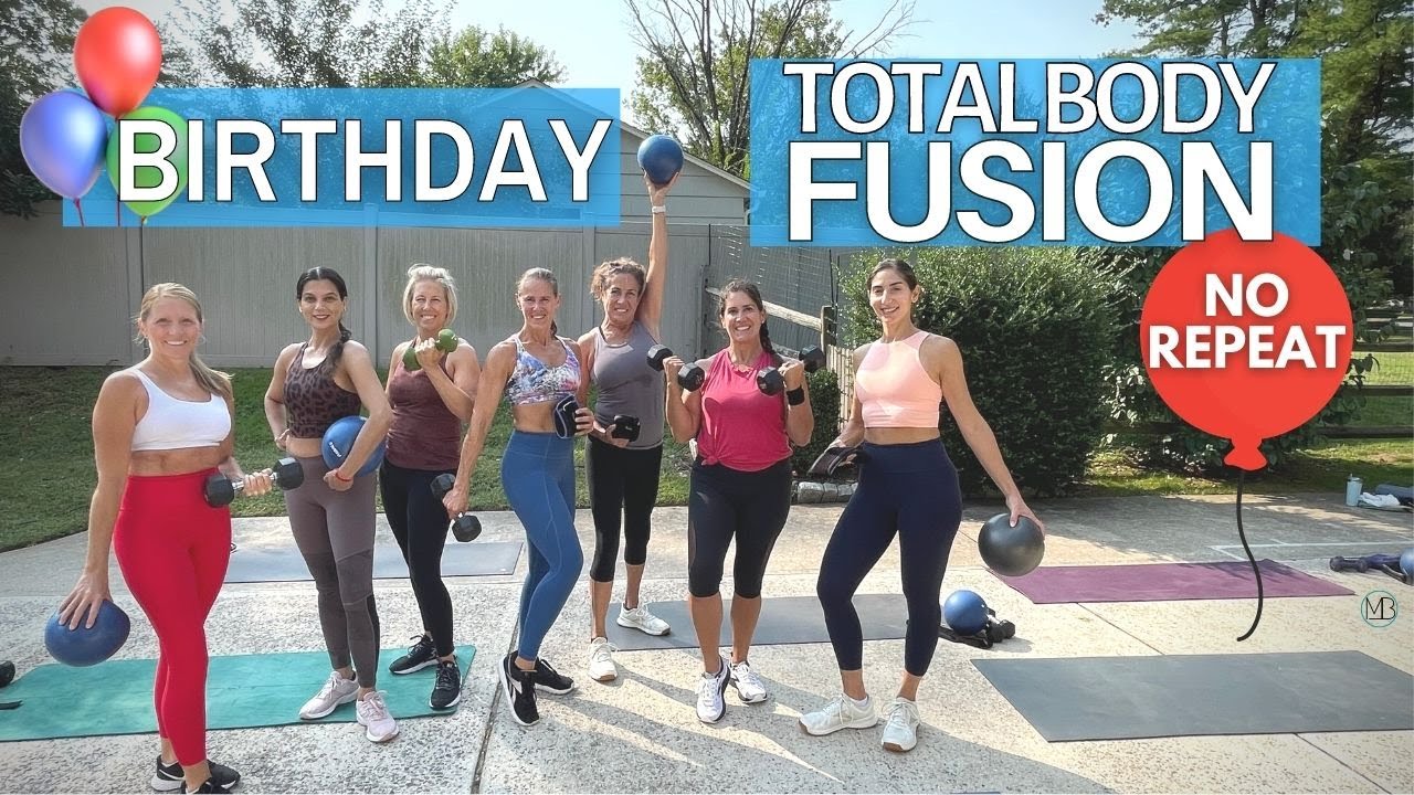 55 MIN NO REPEAT Birthday Total Body Fusion Workout | Strength - Cardio ...