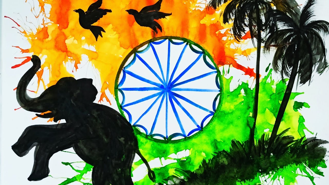 INDEPENDENCE DAY DRAWING / EASY POSTER MAKING OF INDEPENDENCE DAY WITH ...