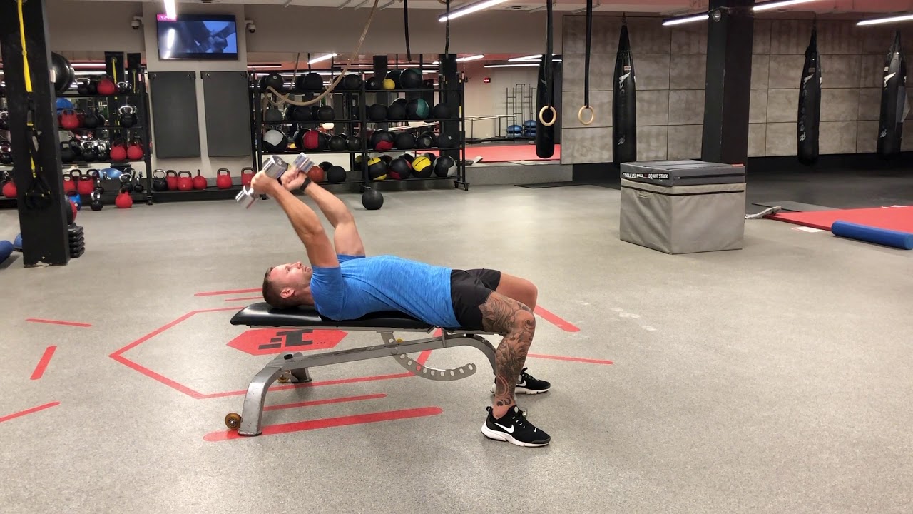 EXERCISE TUTORIAL | Tricep Extension - DB, Flat Bench - YouTube