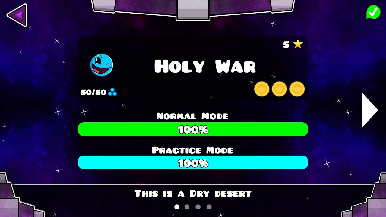 HOLY WAR - [LEVEL 1 - 4] ALL COINS - DRY DESERT -GEOMETRY DASH WORLDS ...
