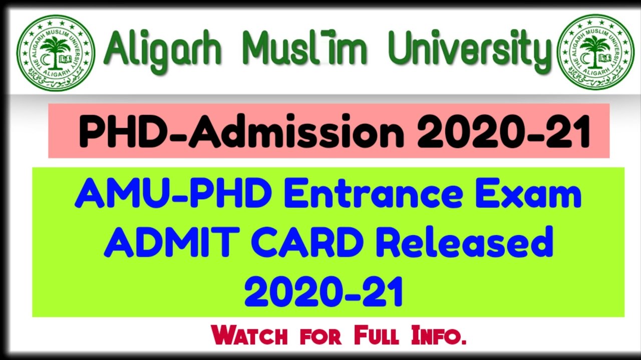 AMU phd entrance exam admit card released | amu phd admit card 2021 - YouTube