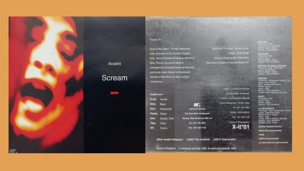 Old UK Bhangra Group Anakhi Scream Full Rare Audio CD Nachural Records ...