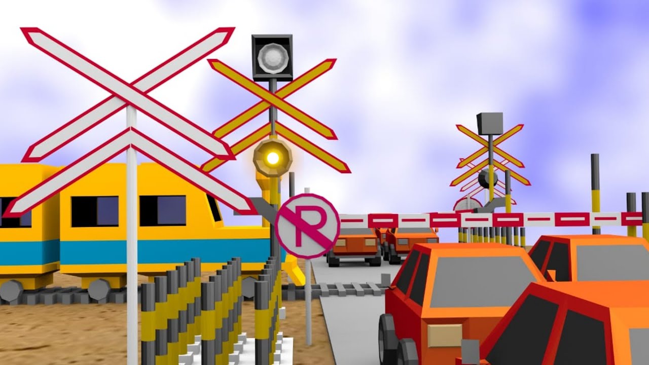 Palang pintu kereta api khas indonesia model 3D kartun - Animasi ...
