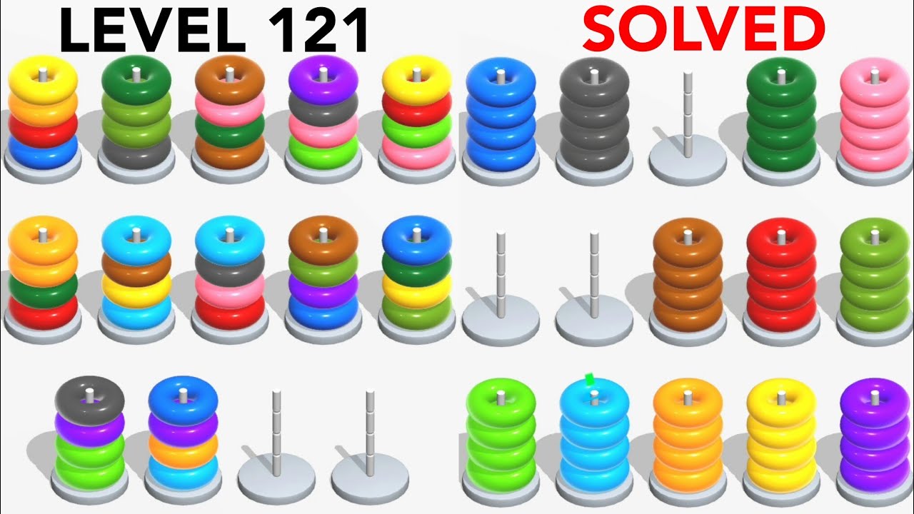 Color Hoop Stack Level 121 | Puzzle Games | Complete - YouTube