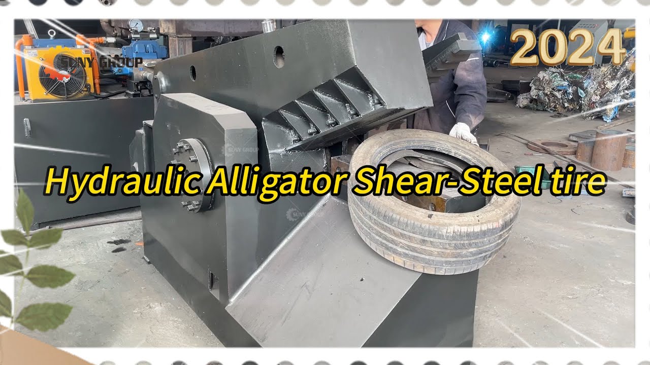 Hydraulic alligator shears cut wire tires into small pieces#tires # ...
