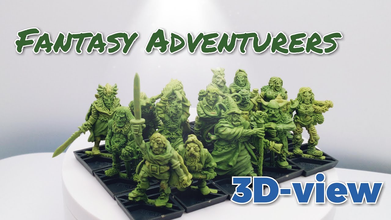 BeQuest Miniatures Fantasy Adventurers 3D-view - YouTube