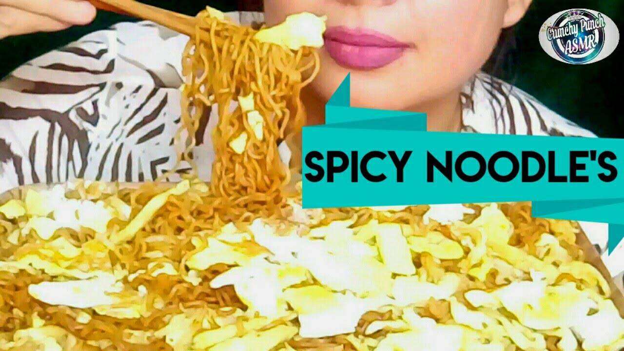 SPICY NOODLES+VEGGIES+EGGS ASMR||MUKBANG/ASMR||(REAL EATING SOUND ...