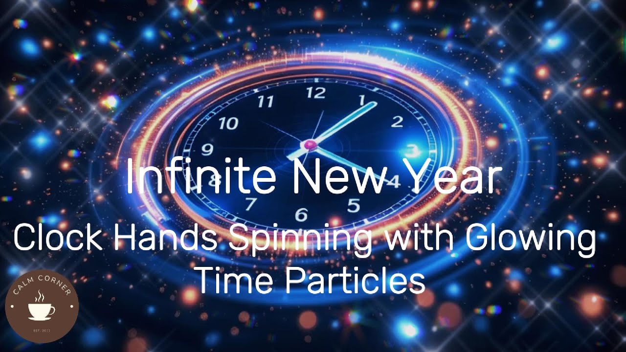 Infinite New Year: Clock Hands Spinning with Glowing Time Particles ...