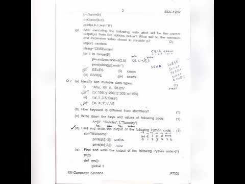 Second Pre Board 2019 - 20|| Computer Science||Python|| Class XII - YouTube