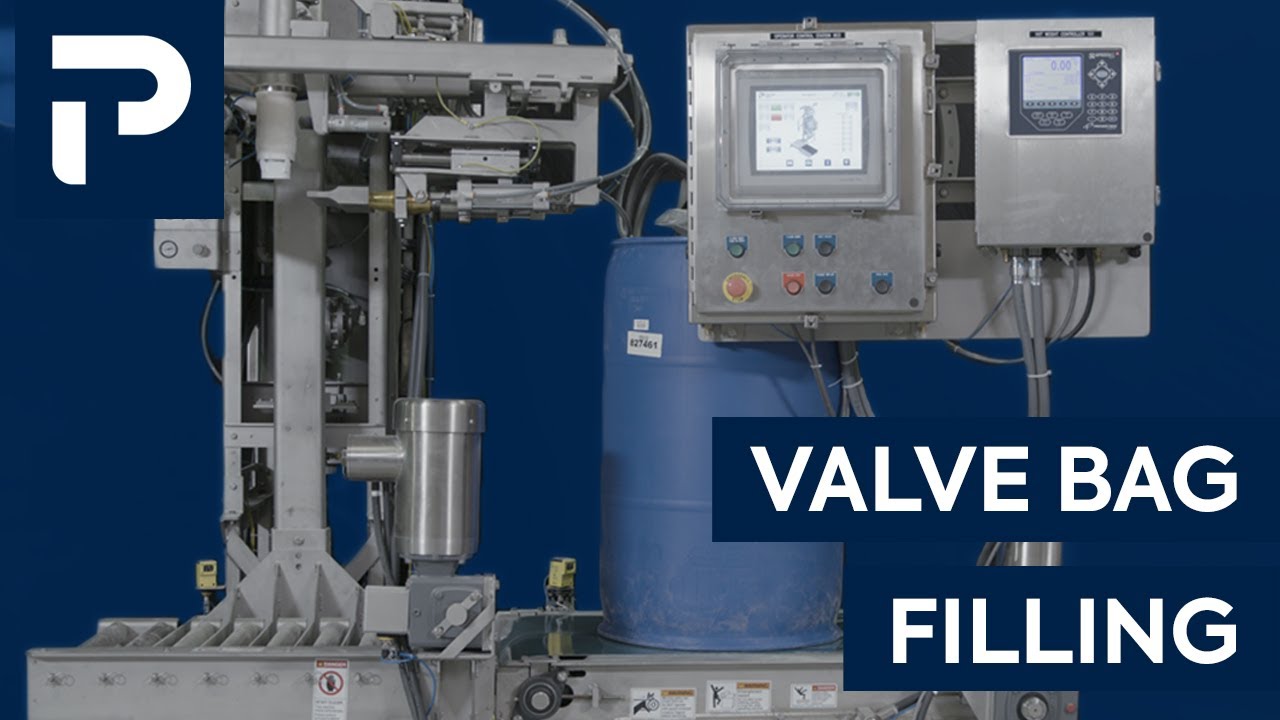 Valve Bag filling and sealing in a drum - YouTube