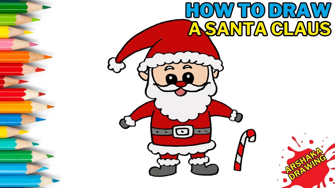 Santa Cartoon Drawing Step By Step