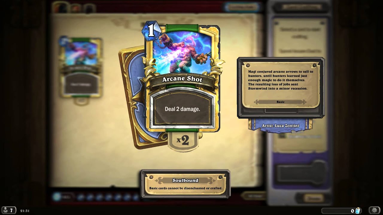 Arcane Shot HD Hearthstone Golden Card Spotlight - YouTube