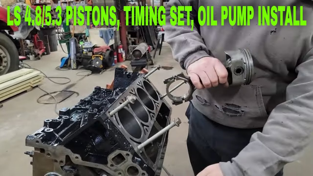 LS ENGINE REBUILD PT2 PISTONS, TIMING SET, OIL PUMP AND PREP - YouTube
