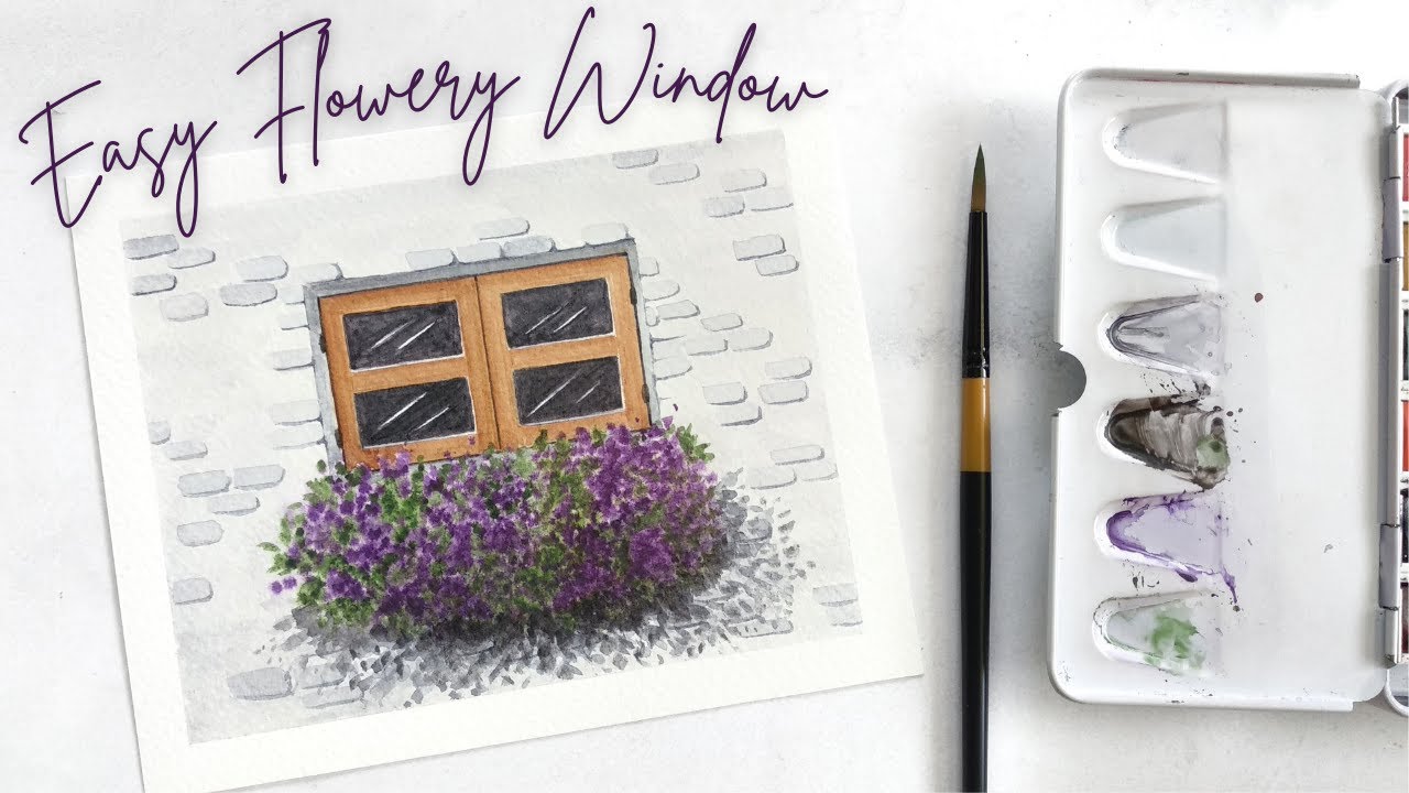 Easy flowery window with watercolor🪟| Step by step tutorial 🖌| Easy ...