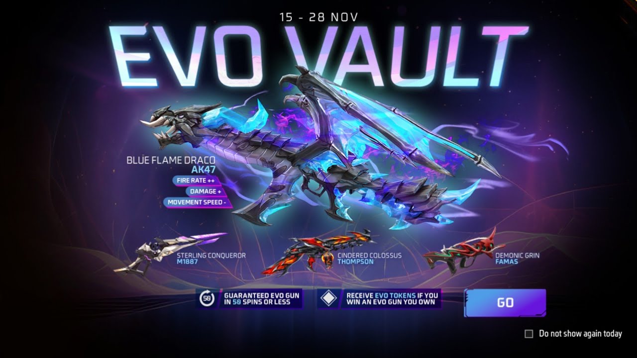 Free fire New evo vault event।।Blue Flame Draco AK47 Evo & Evo M1887 ...