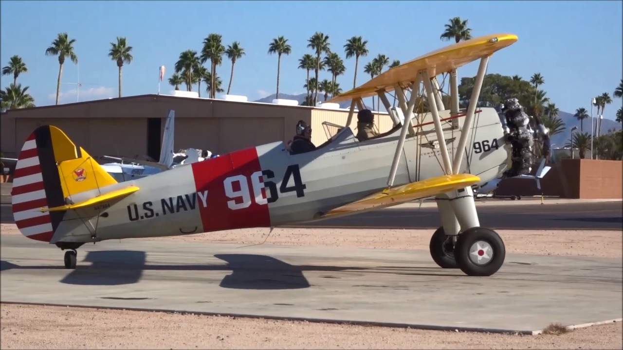PT-17 Stearman WWII Biplane trainer ride at the C.A.F. Museum PHZ - YouTube